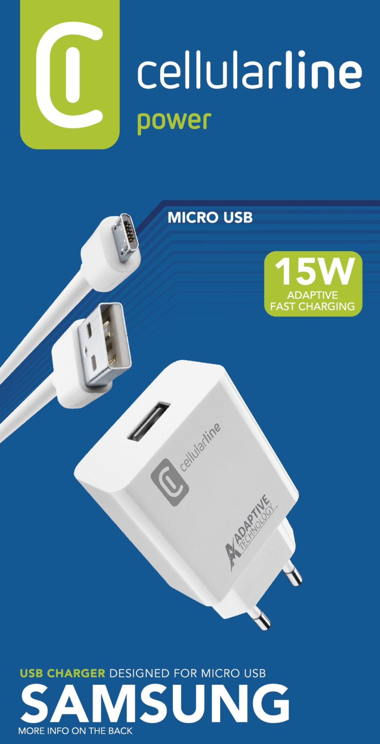 Adaptive Fast Charger Kit 15W – Micro USB – Samsung | Shop Cellular Line