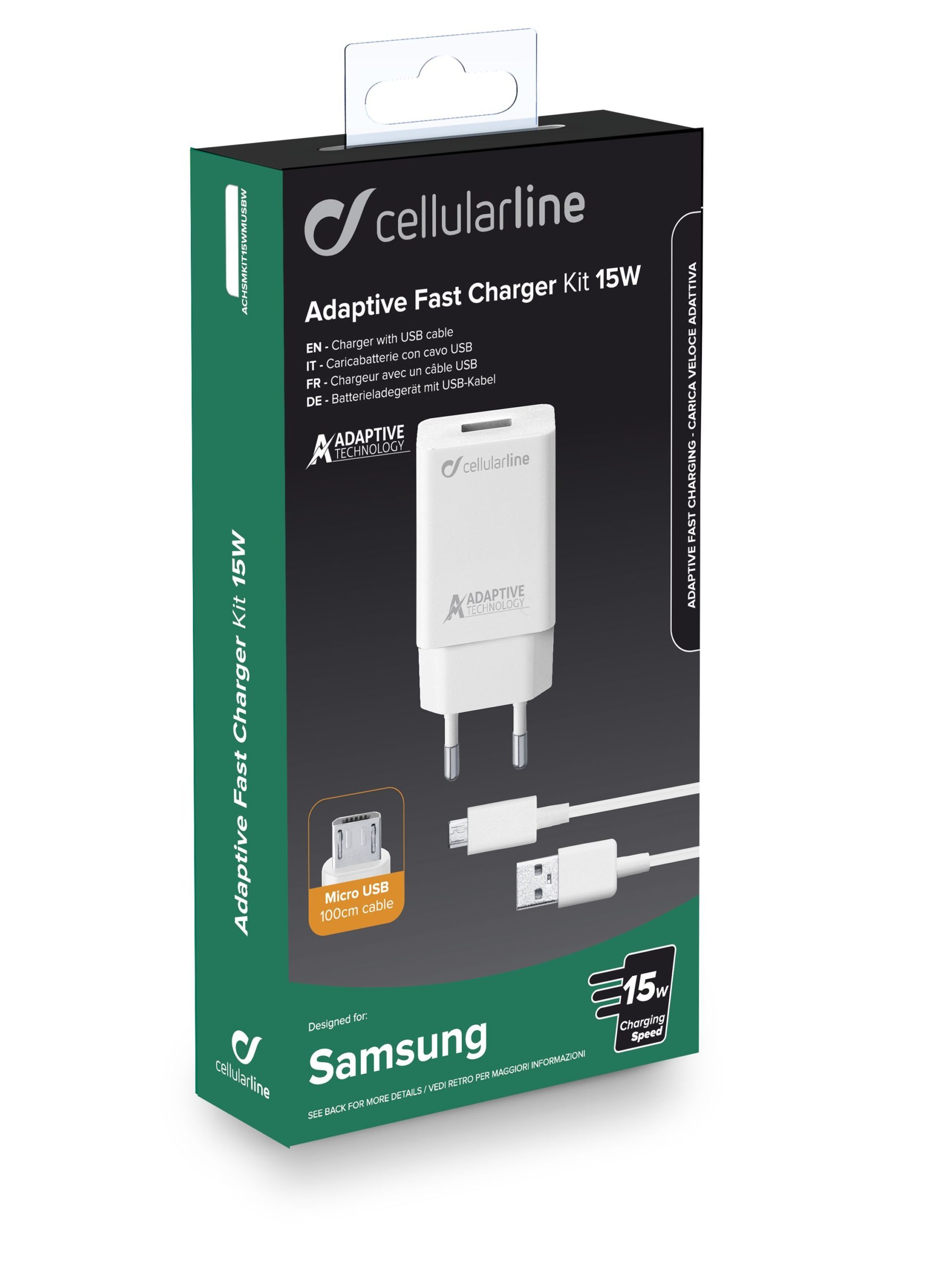 Adaptive Fast Charger Kit 15W – Micro USB – Samsung | Shop Cellular Line